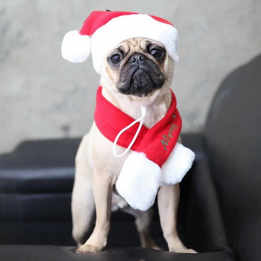 Шарфик для собак новогодний "Santa", красный