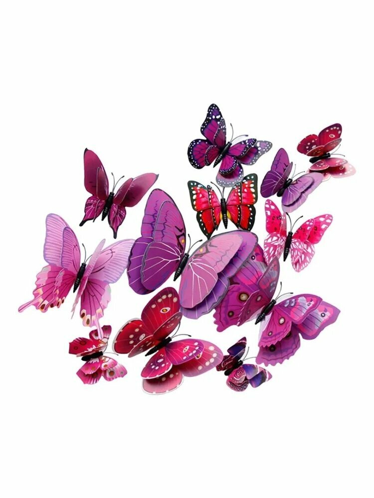 Наклейки бабочки 3D на стену, 12 шт с магнитами, для декора комнаты, свадьбы, вечеринки