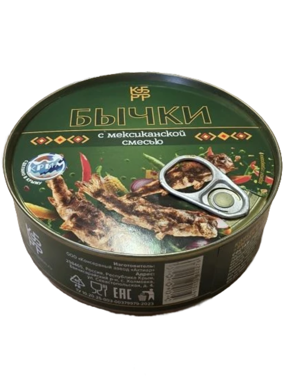 Бычки в томатном соусе с мексиканской смесью 240г