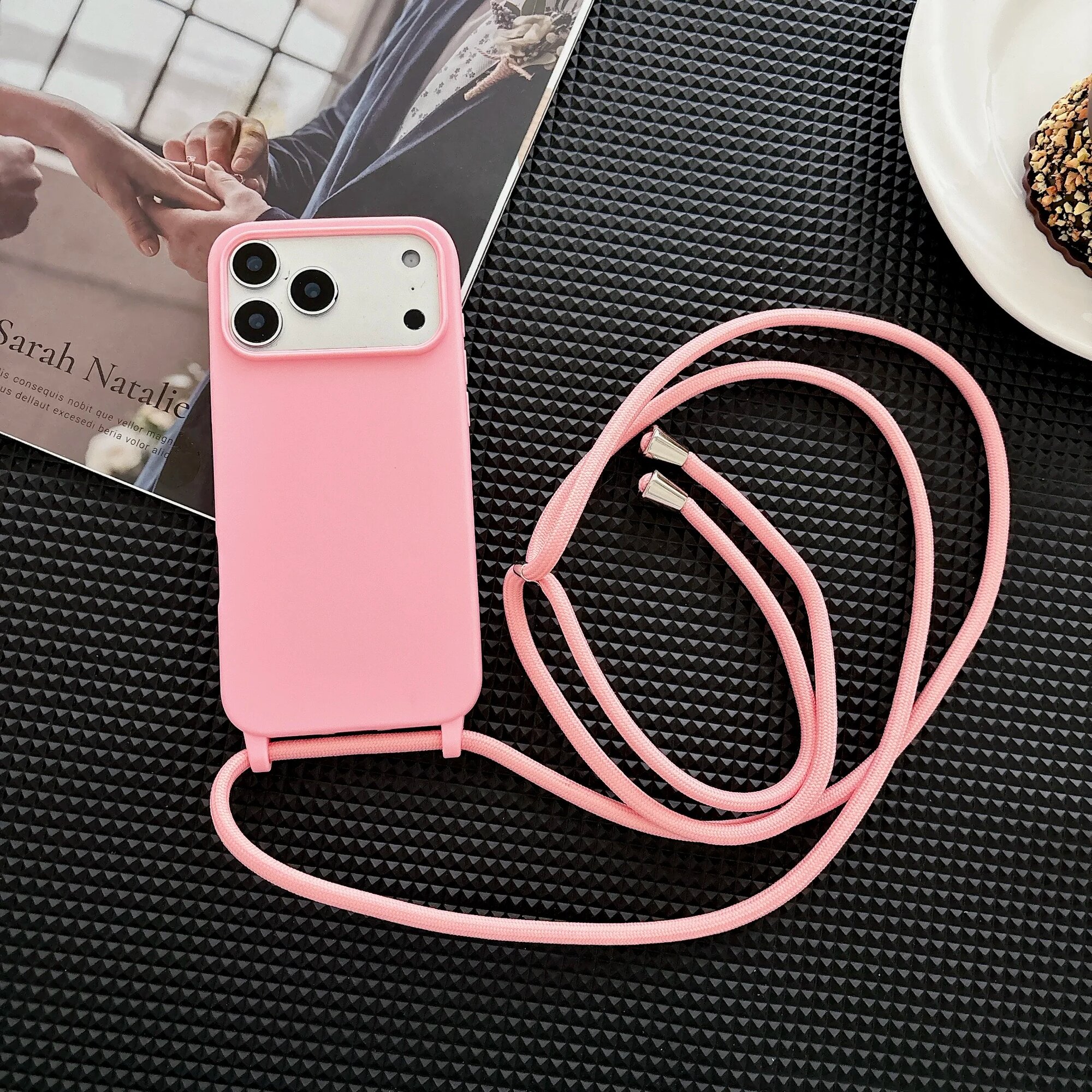 Чехол-брелок через плечо для iPhone 17 16 15 14 Plus 13 12 11 Pro XS iPhone 16 Pro, Розовый, Pink