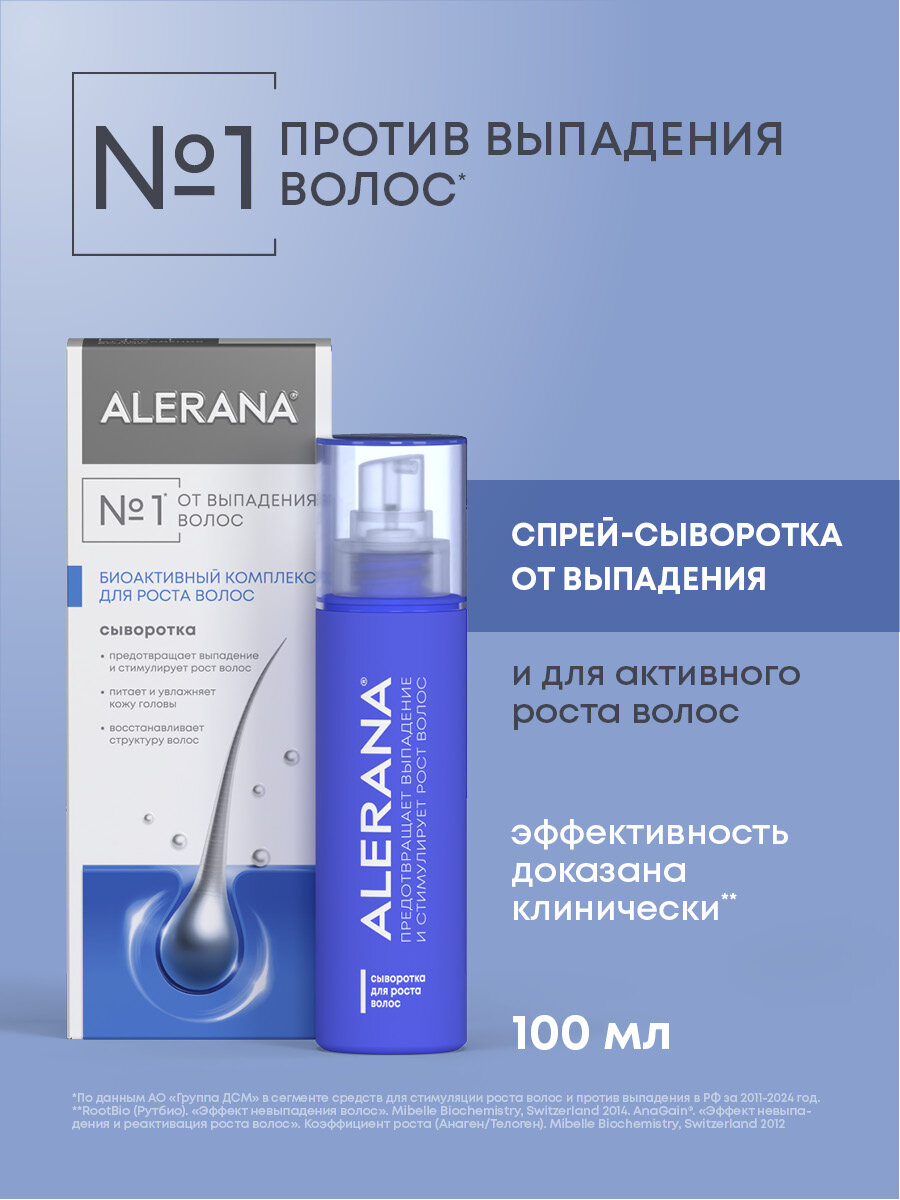 Сыворотка для волос Алерана несмываемая для роста, от выпадения, 100 мл