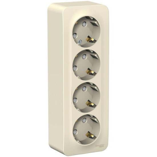 Розетка Systeme Electric (schneider Electric) SCHNEIDER ELECTRIC BLANCA 4-я с заземл. со шторк. Изол. ПЛ,16А, 250В, Молочный, BLNRA011412