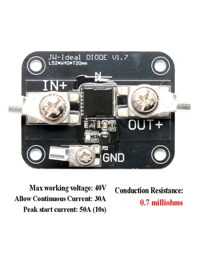 Солнечный диодный контроллер JW-Ideal Diode V1.7 30A, 0.7milliohms — фото 1