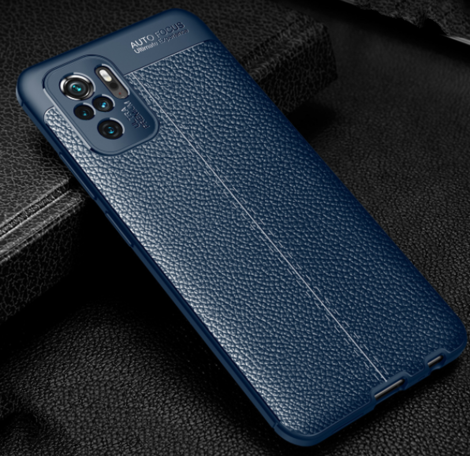 Чехол-бампер MyPads Pelle Morbida для Xiaomi Redmi Note 10 (2021), Redmi Note 10S и Poco M5s, синий силикон с текстурой под кожу
