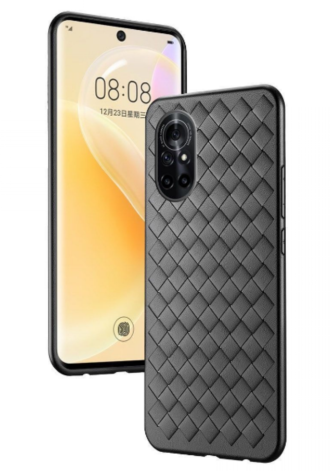 Чехол-бампер MyPads для Huawei Honor 50 и Huawei Nova 9 с текстурой под плетение кожи черный