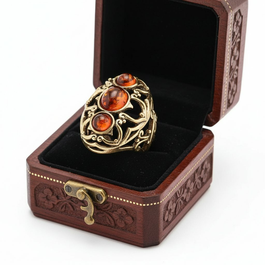 Кольцо, янтарь