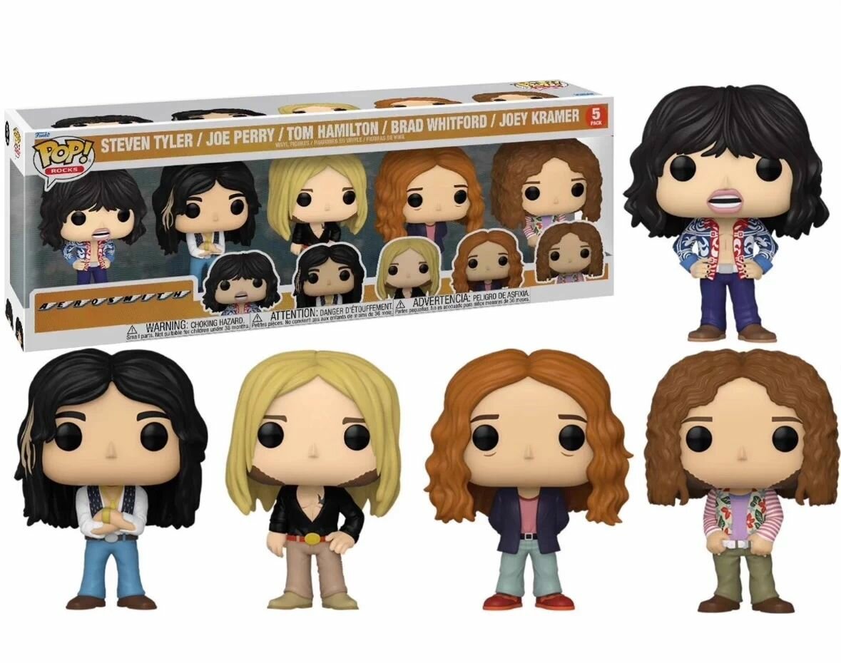 Набор из 5 виниловых фигурок группы Aerosmith: Стивен Тайлер, Джо Перри, Том Гамильтон, Брэд Уитфорд, Джои Крамер