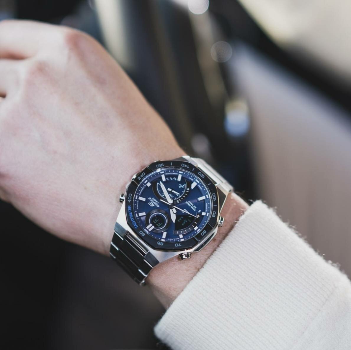 Наручные часы CASIO, серебряный, синий — фото 1