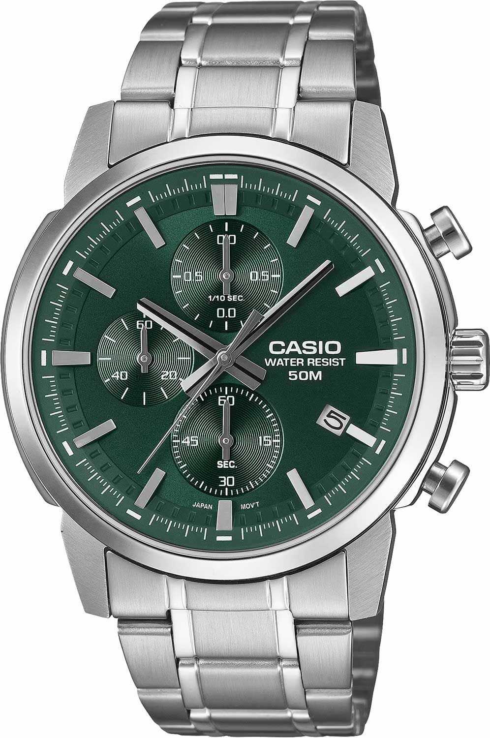 Наручные часы CASIO, серебряный, зеленый