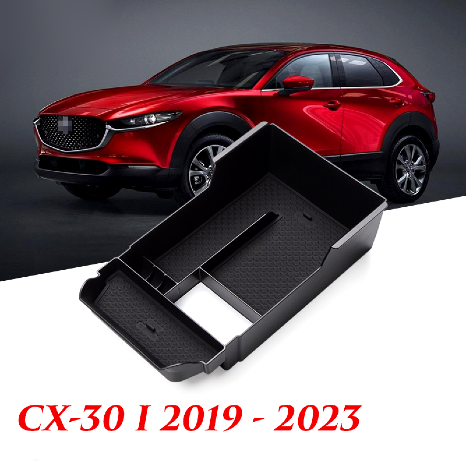 Внутренний органайзер для подлокотника MyPads для Mazda CX-30 I 2019-2023 черный пластик