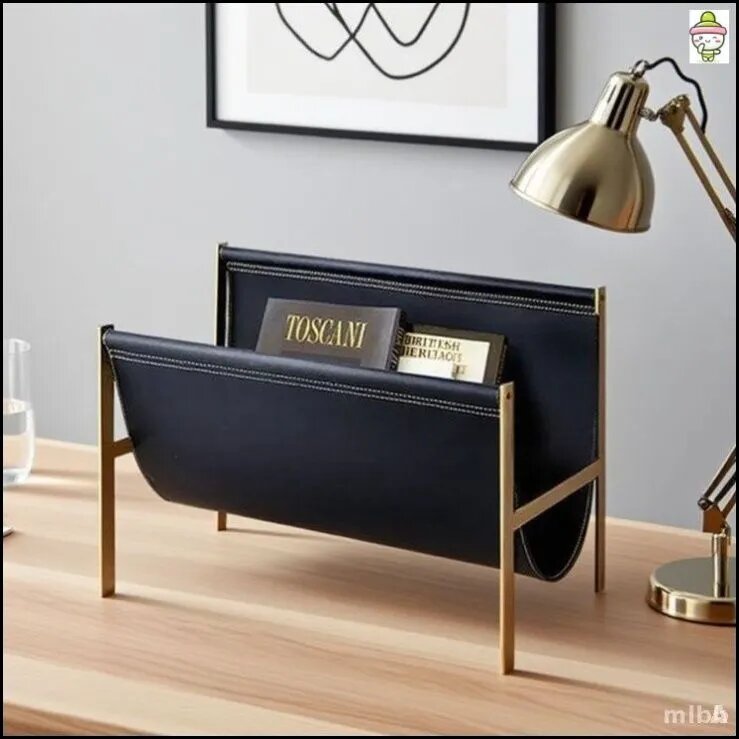 Газетница из искусственной кожи, 1 шт. Черная настольная подставка для журналов и газет, стильный органайзер для дома и офиса