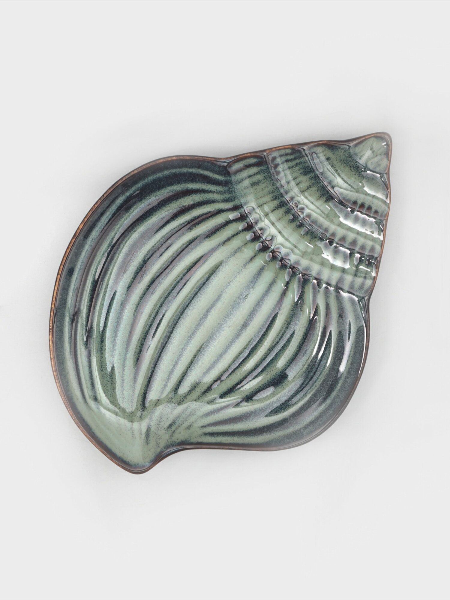 Блюдо сервировочное "Ракушка", 18.5x14 см, керамика, бирюзовое