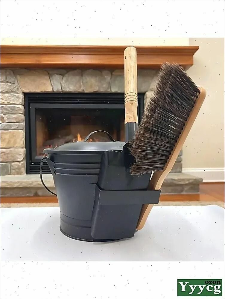 Набор аксессуаров для камина 3-в-1: совок, кочерга, металлическое ведро с крышкой для хранения золы и угля