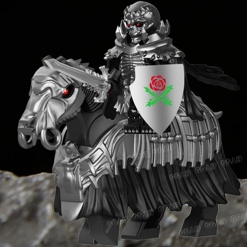 'Набор минифигурок "Берсерк"(Berserk)/Рыцарь-скелет + Боевой конь, совместимы с легo конструкторами 2шт. (Высота фигурки: 4,5 см, пакет)/GP107+108