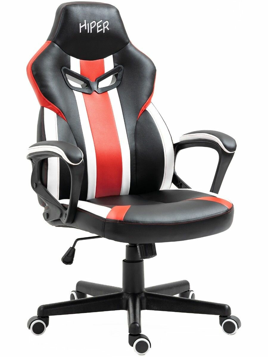 Кресло игровое Hiper Shanghai HGC001, до 150 кг, механизм Butterfly, чёрное/красное/белое