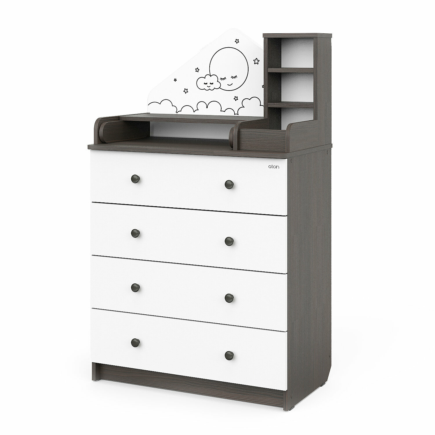 Комод Сириус "ALF" трансформер с шариковыми направляющими 4 ящ. бодега темный-белый