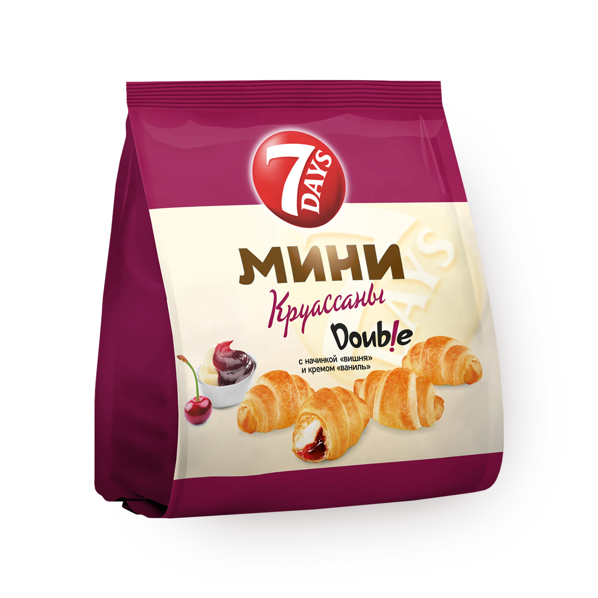 Мини-круассаны 7 Days вишня и крем со вкусом ванили, 265 г, 1 шт