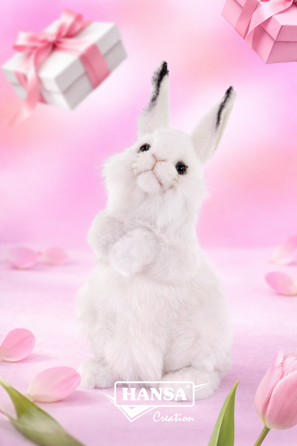 Реалистичная мягкая игрушка Hansa Creation, 3313 Белый кролик, 32 см