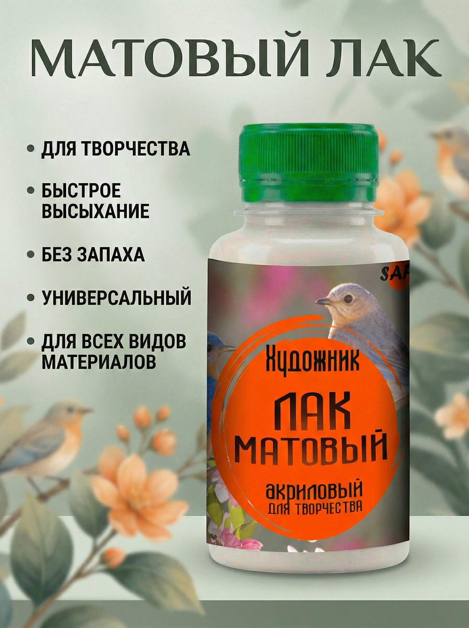 Лак художественный матовый художник 150 г, быстросохнущий, без запаха