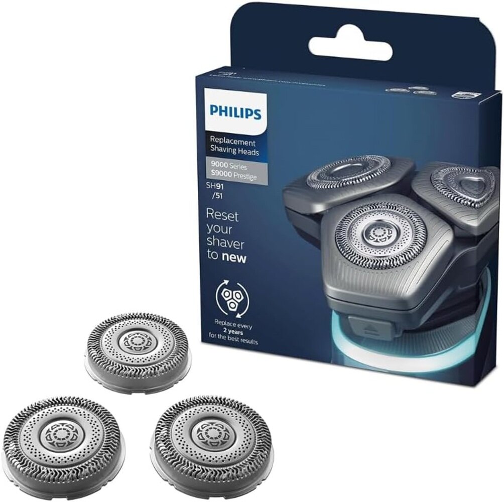 Бритвенные головки Philips SH91, нержавеющая сталь, серебристый, 3 шт.