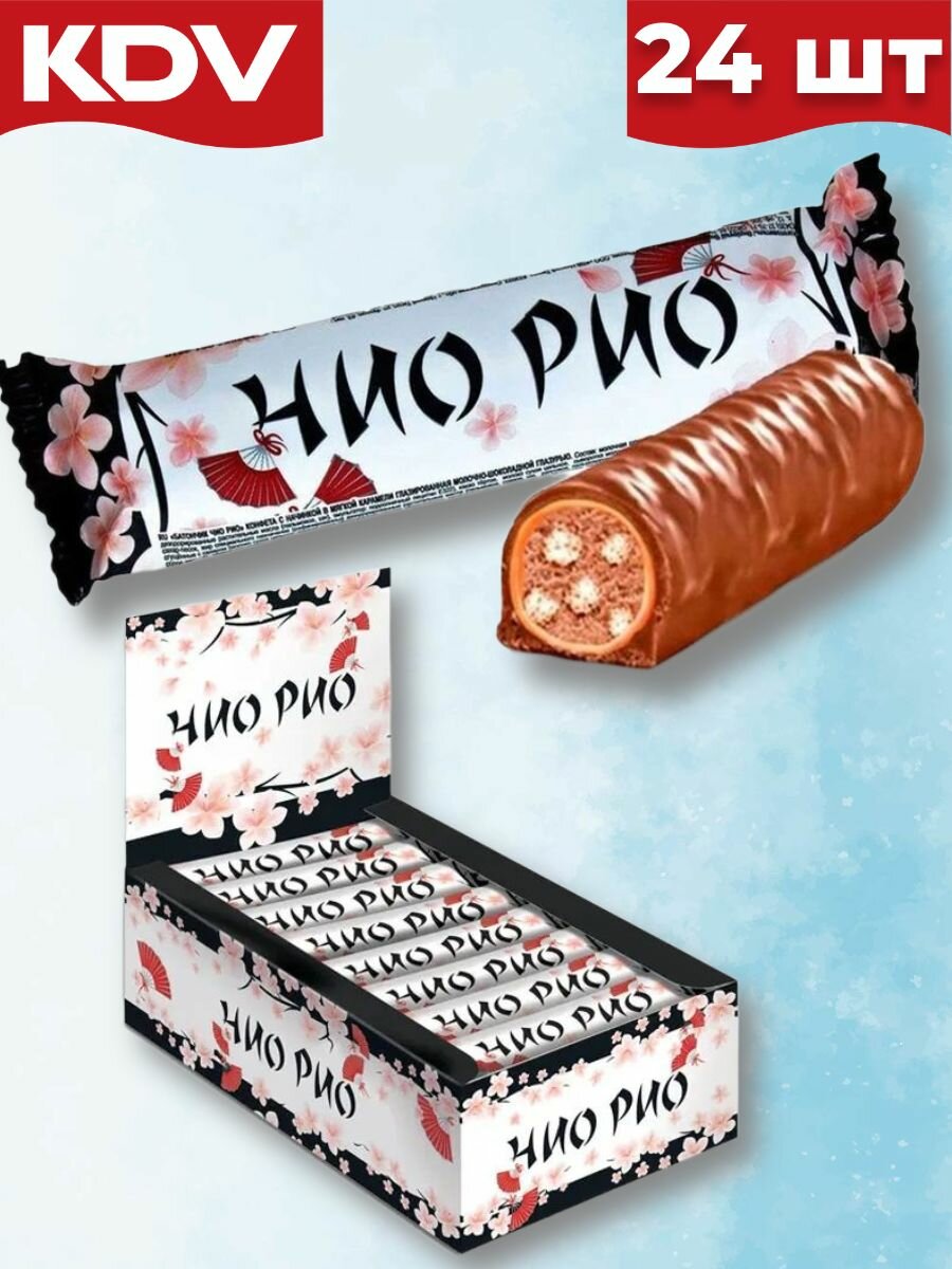 Батончик Чио Рио карамель и хрустящие бисквитные шариками, в глазури, 30 г (упаковка 24 шт)