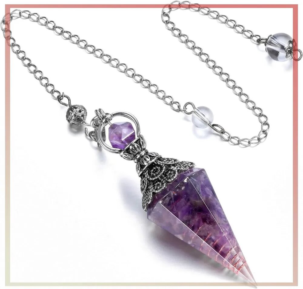 Маятник для биолокации из аметиста, эзотерический маятник для медитации и саморазвития, инструмент для получения ответов и диагностики энергии