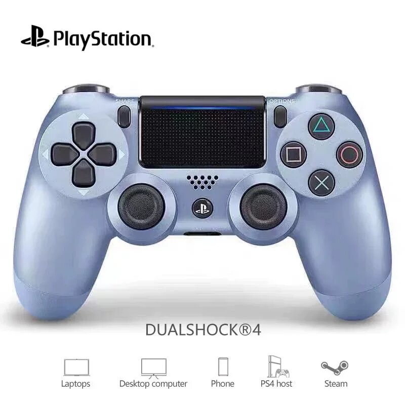 PS4 Pro Беспроводной Bluetooth-контроллер для ПК, мобильных устройств и Steam - Титановый синий, новый оригинальный,