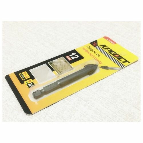 Сверло по стеклу / кафелю 12 мм , квадро , хвост. шестигранник