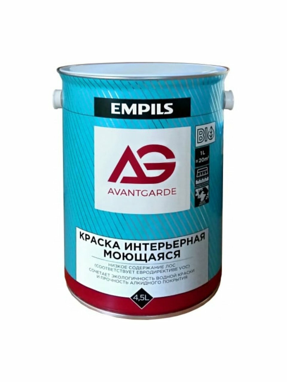 Краска водно-дисперсионная Empils AvantGarde алкидная интерьерная моющаяся матовая белая 4.5 л для стен и потолка