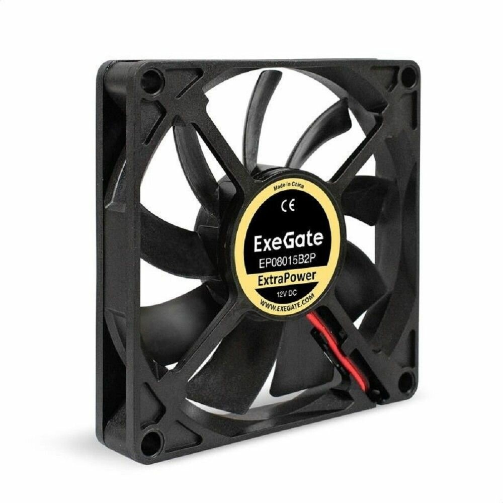 EXEGATE EX295237RUS Вентилятор 12В DC ExtraPower EP08015B2P 80x80x15 мм, 2 - Ball двойной шарикоподшипник , 2pin, 2600RPM, 26dBA
