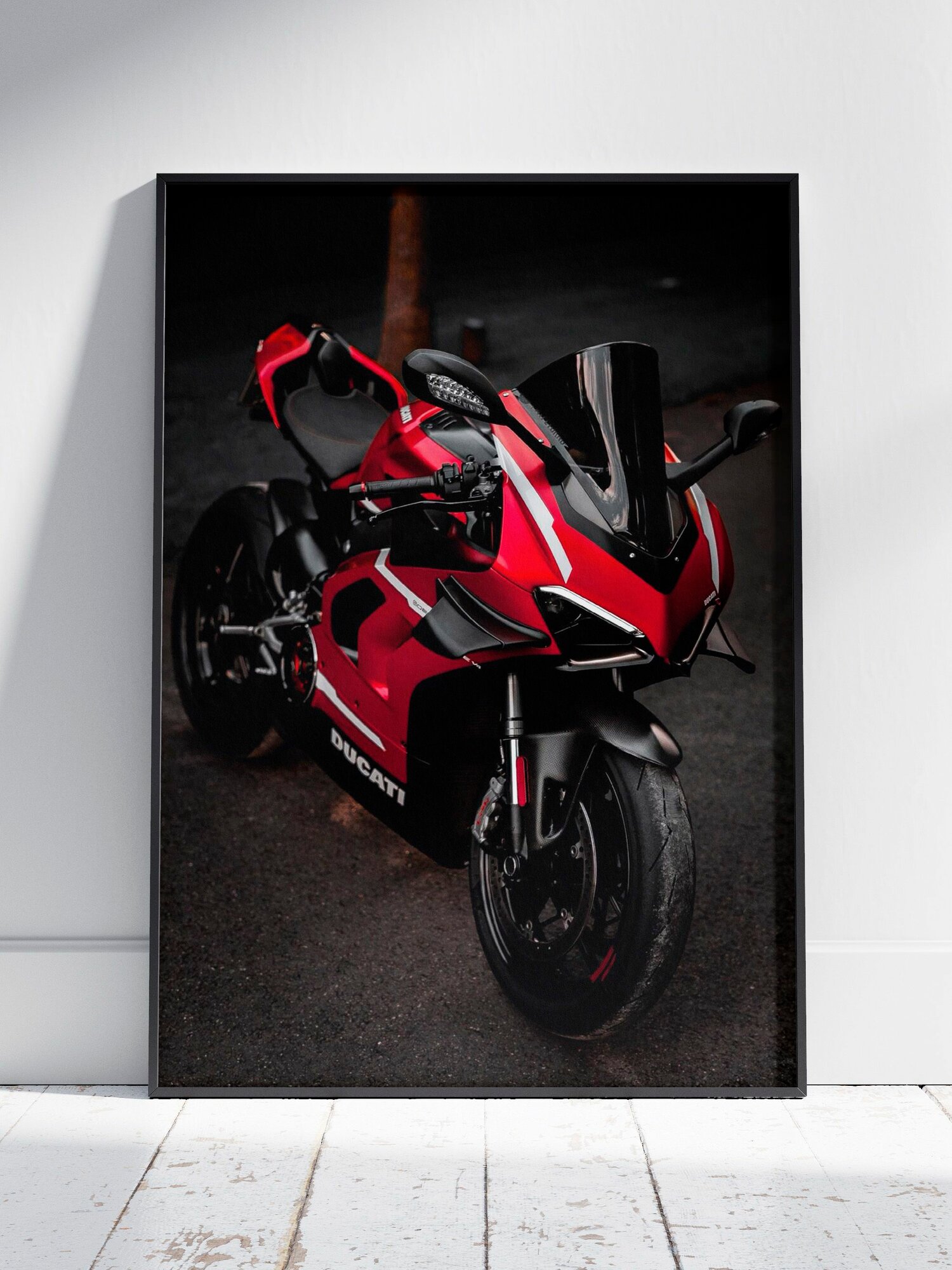 Плакат на стену для интерьера Мотоцикл (Ducati Panigale V4 7) - Постер по мото и байкам формата A4 (21x30 см)