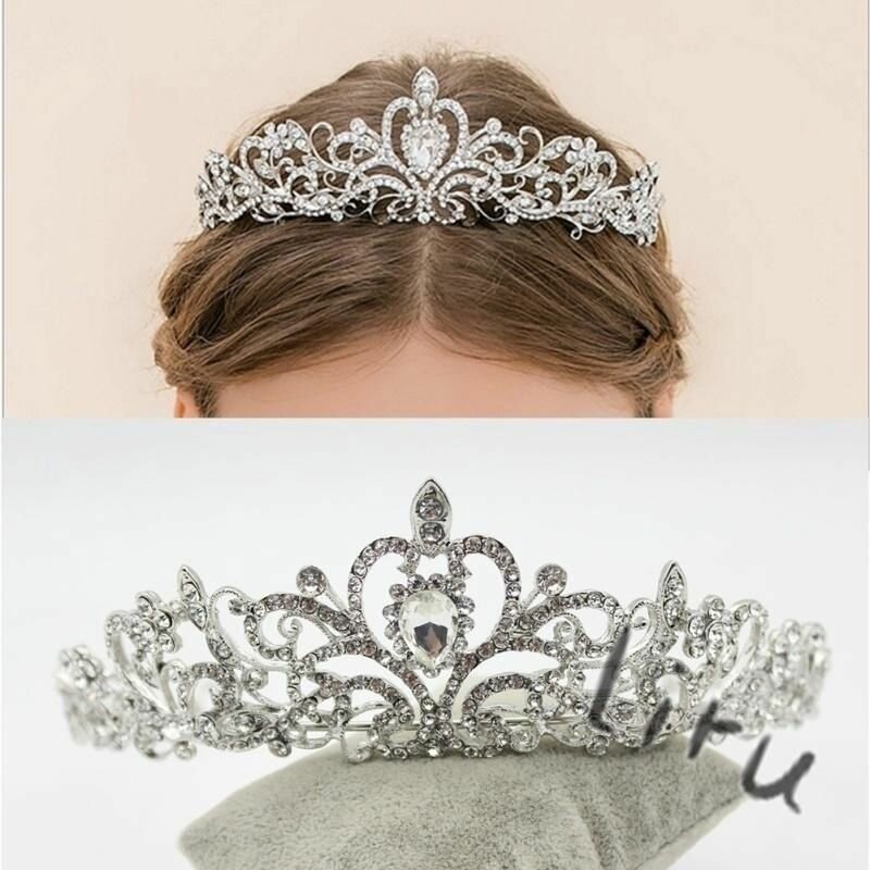 Диадема с стразами и бриллиантами, серебристая тиара для невесты, свадьбы, банкета, вечеринок и детского праздника