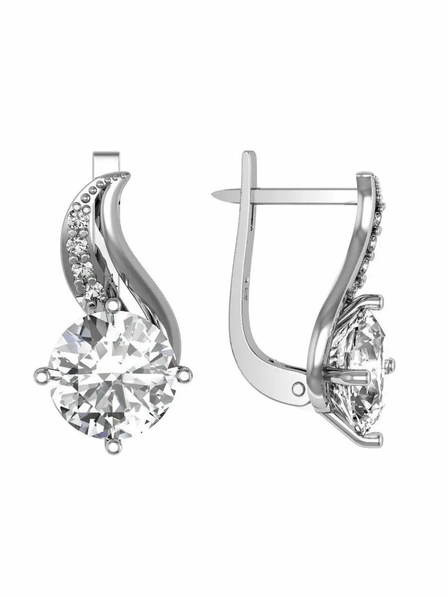 Серьги, серебро, 925 проба, родирование, фианит