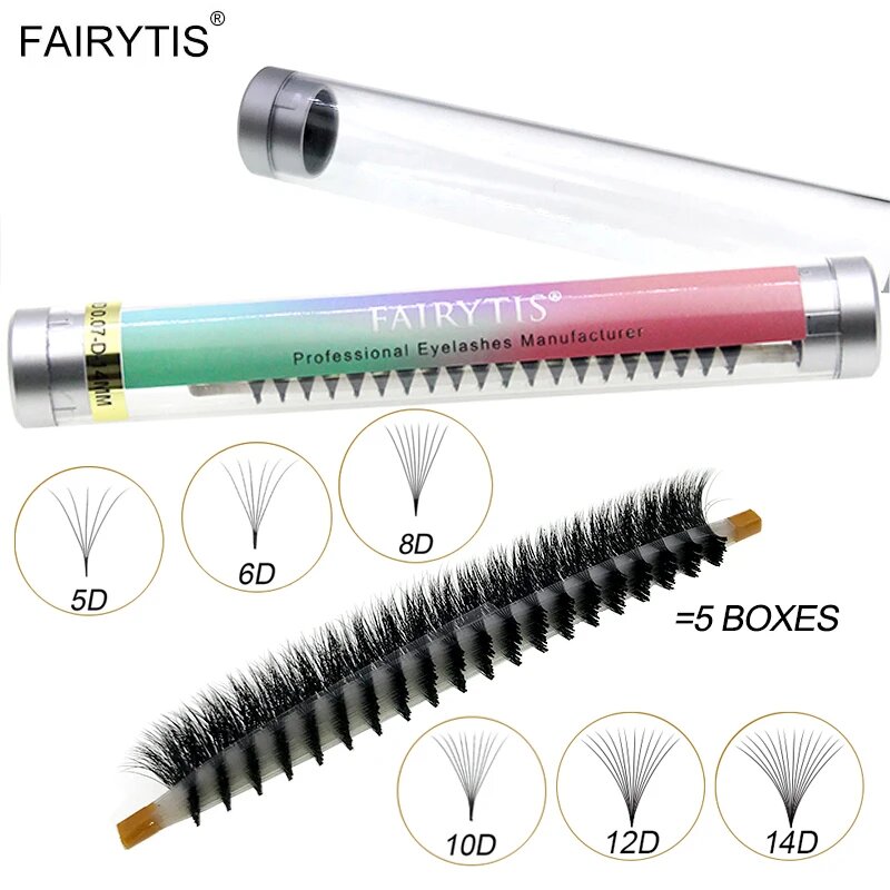 Пучки ресниц FAIRYTIS 9 мм, D изгиб, 0.07 мм, 8D 600 fans