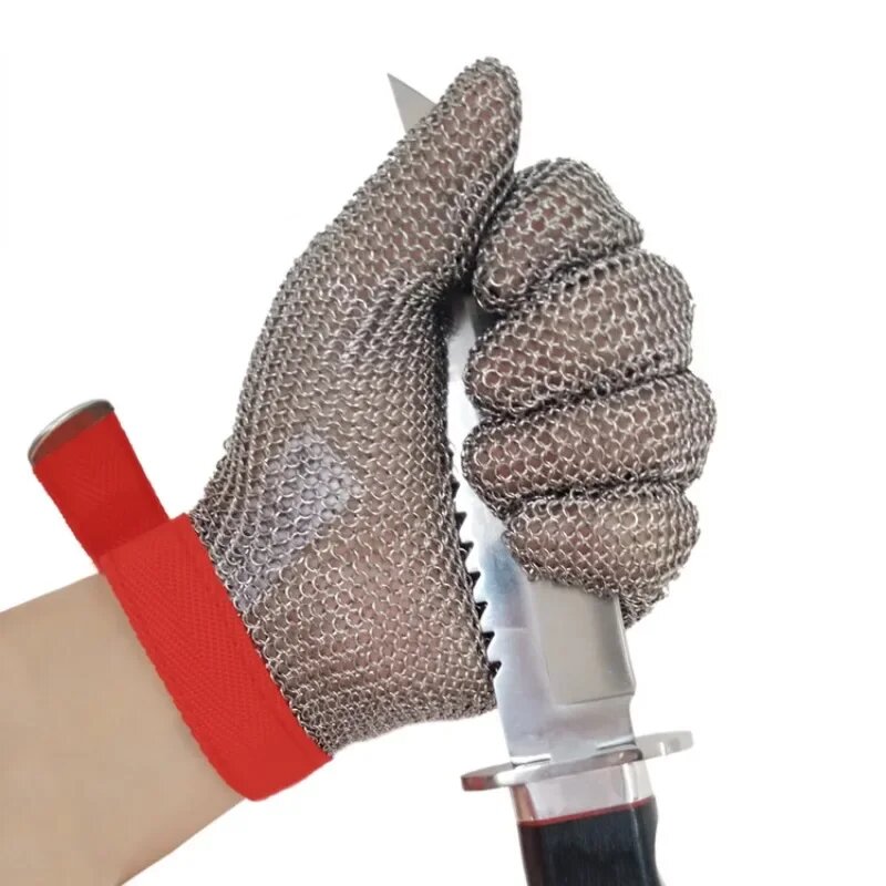 Перчатки рабочие, сталь, 5 уровней защиты, L, синий wristband