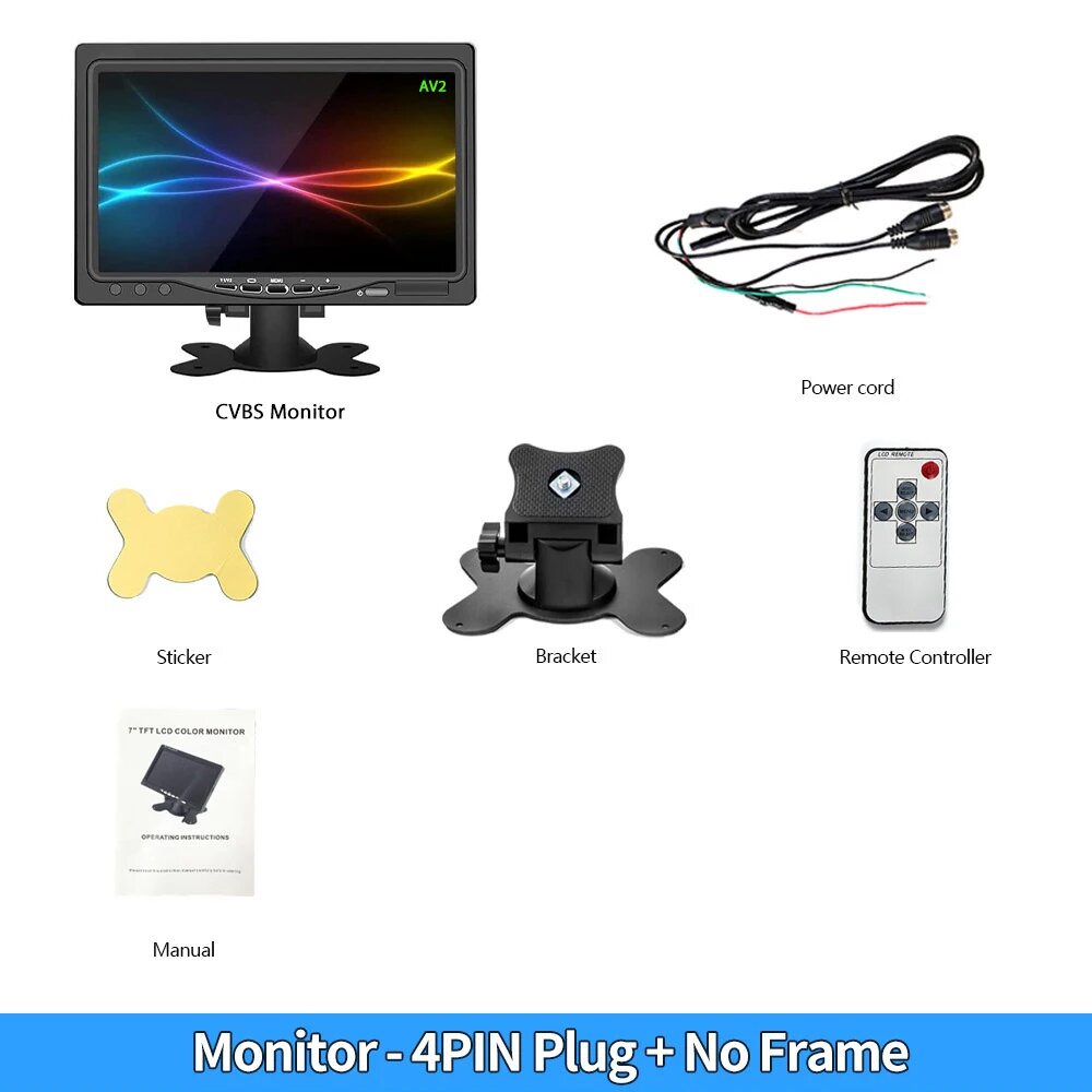 7" Автомобильный монитор Only Monitor-4PIN, 9-36V, подставка