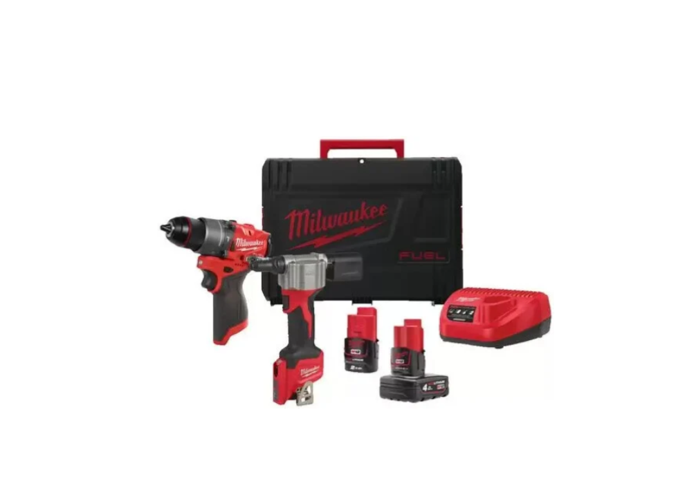 Набор электроинструментов Milwaukee M12 FPP2D2-422X 4933480593 (шуруповерт, заклепочник, 2 АКБ, кейс)
