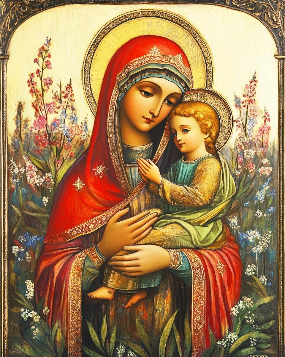 Картина по номерам на холсте 40*50 см "Жировицкая икона Божией Матери"