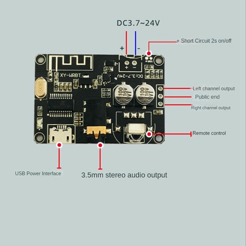 (B T Y Z) XY-WRBT BT5.0 Плата декодирования Двухканальный стерео аудио модуль DC3.7-24V Усилитель динамика с регулируемой