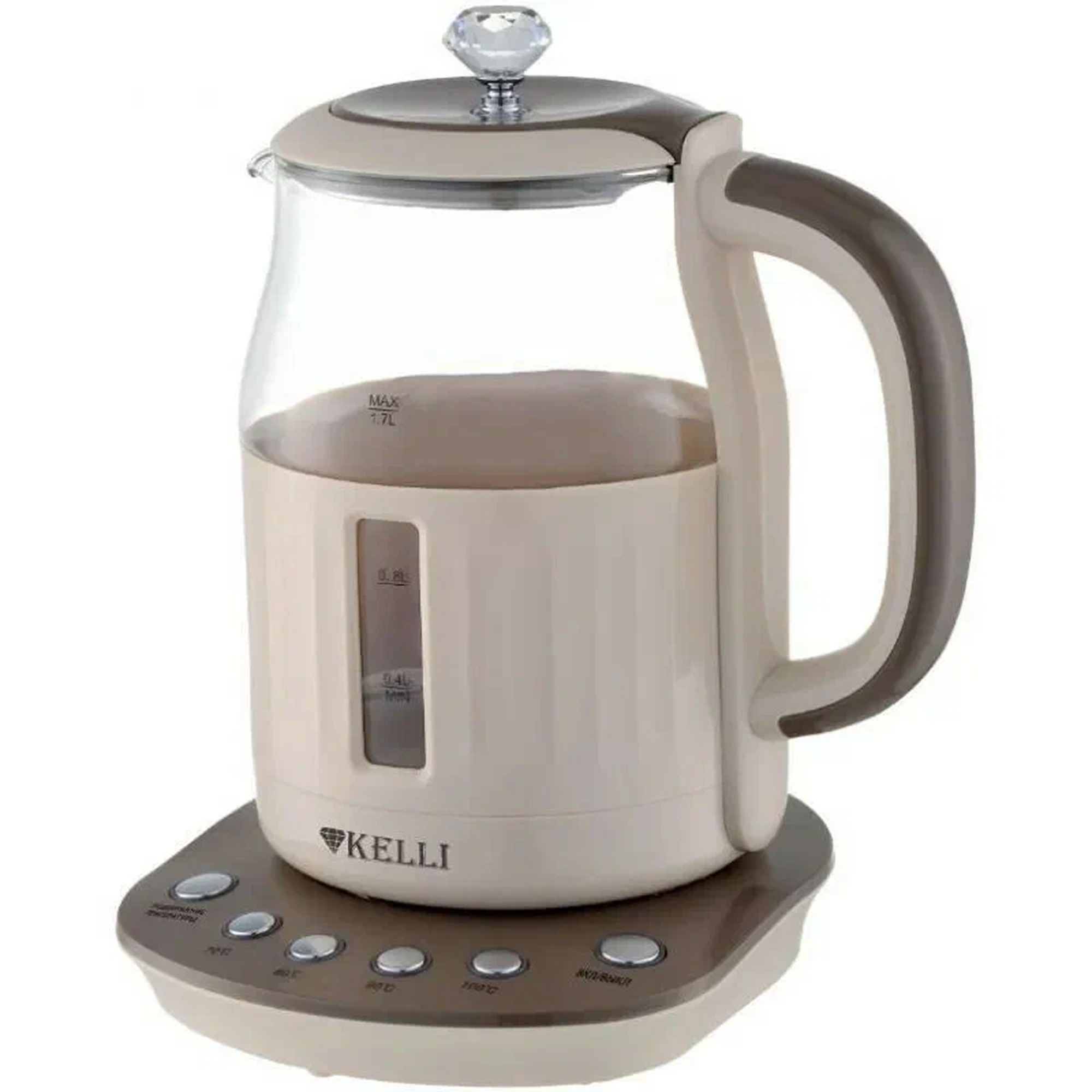 Чайник KELLI KL-1373, стеклянный, с индикацией, 1,7л, мощность 2200Вт, Ростест