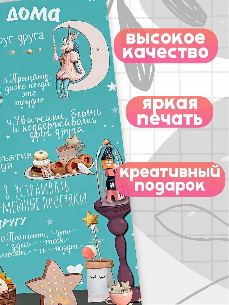 Постер на стену Правила дома , плакат 1шт, А4 размер. — фото 1