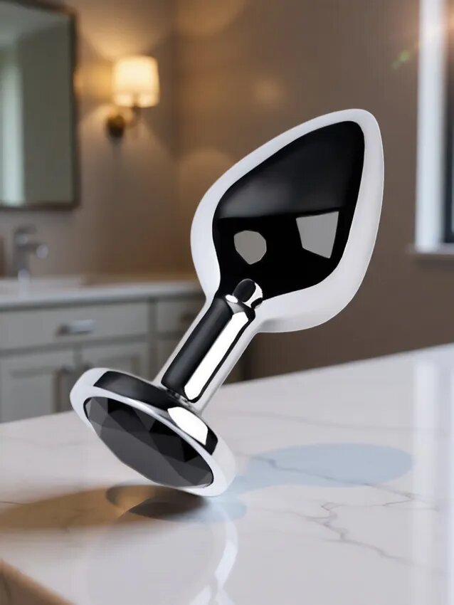 ToyFa Анальная пробка с кристаллом 717002 8 см, серебристый/турмалин