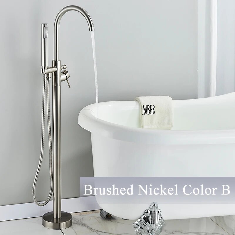 Кран для ванной rozin Black Floor Standing Bathtub Faucet 7 цветов стоячий душевой кран для ванной с поворотным спутником смесительный кран для холодной и горячей воды