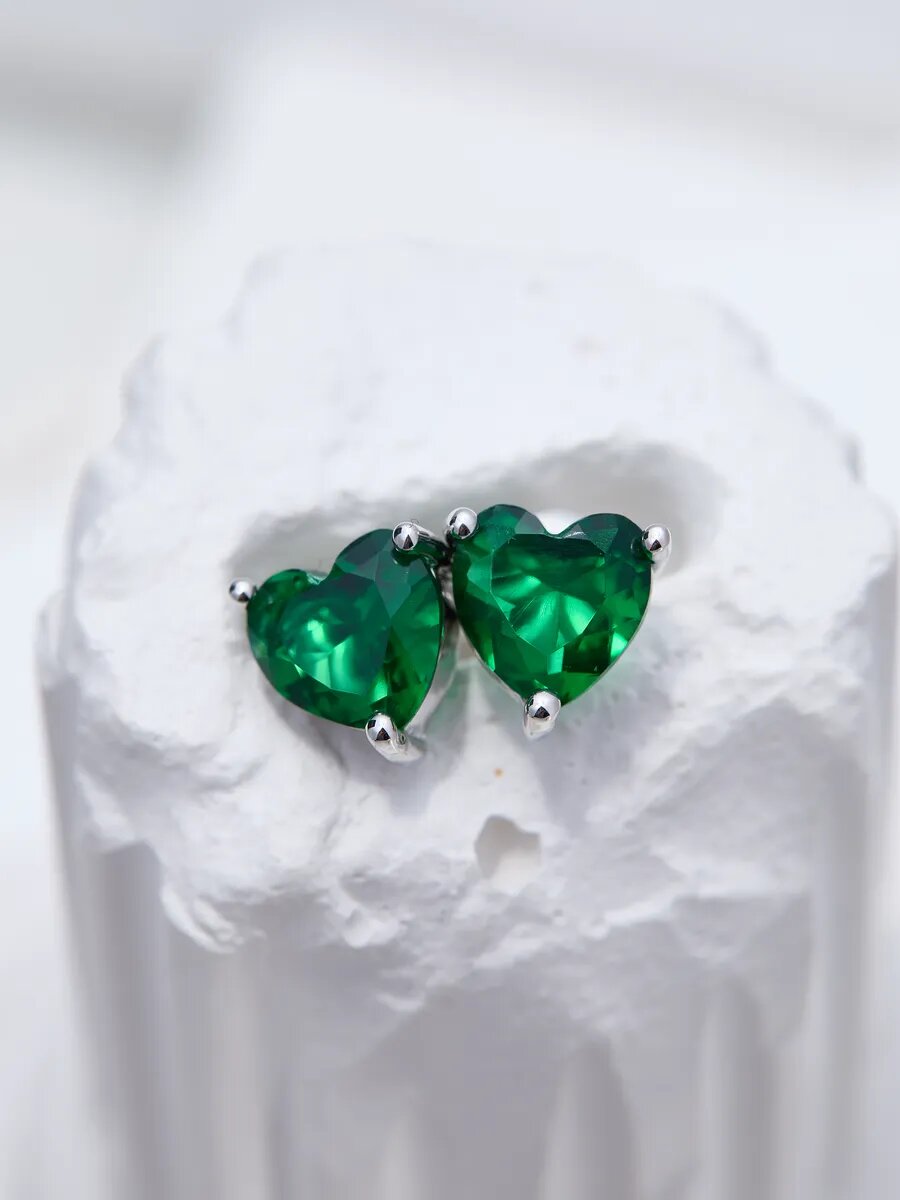 Серьги пусеты, кристаллы Swarovski, фианит