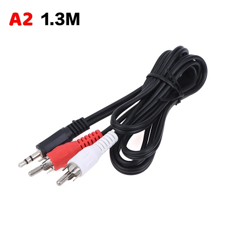 Аудиокабель 3.5 мм на 2RCA 1.3 м, черный