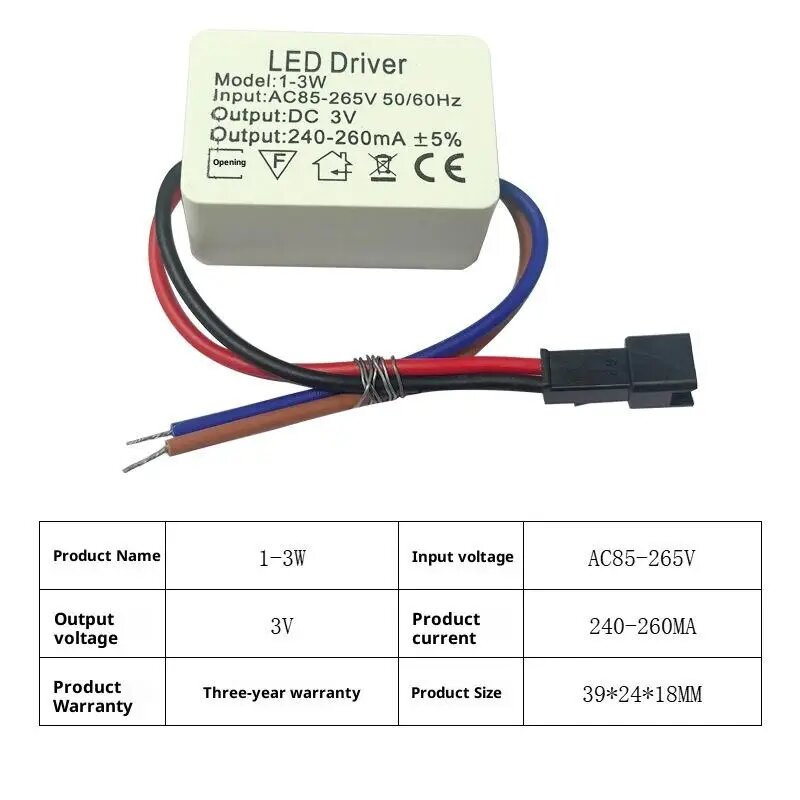 LED драйвер 1-3W 3V 240-260mA AC85-265V