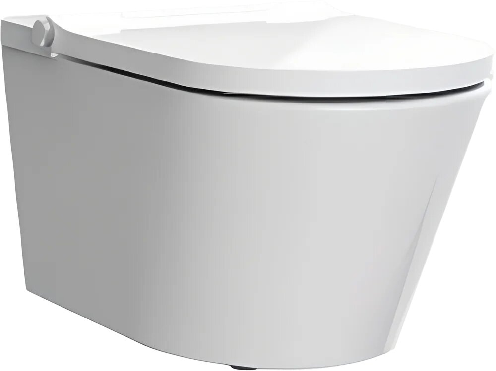 Умный унитаз подвесной Hatria H-Smart Y9D301 с микролифтом, безободковый, без бачка, антивсплеск, фаянсовый, с биде, белый, глянцевый, овальный, сиденье для унитаза в комплекте