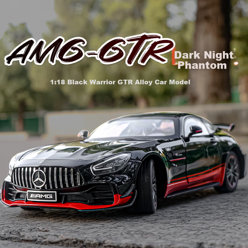 Модель автомобиля Mercedes-Benz GTR 1:18 Black Knight из сплава для детей Цвет：1:18 Mercedes-Benz GTR Black Knight
