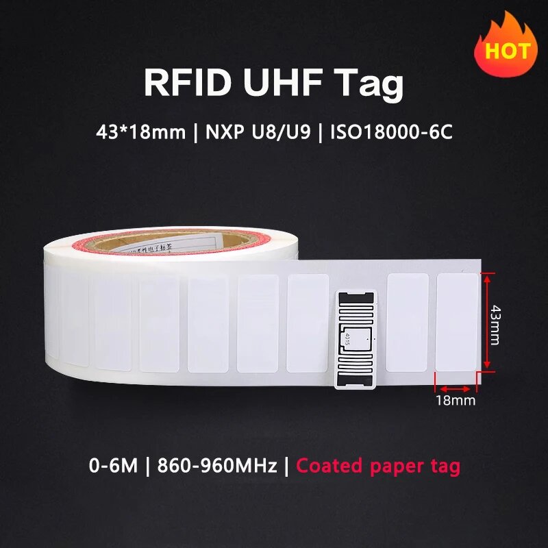 RFID UHF метки 43x18mm, Copper paper