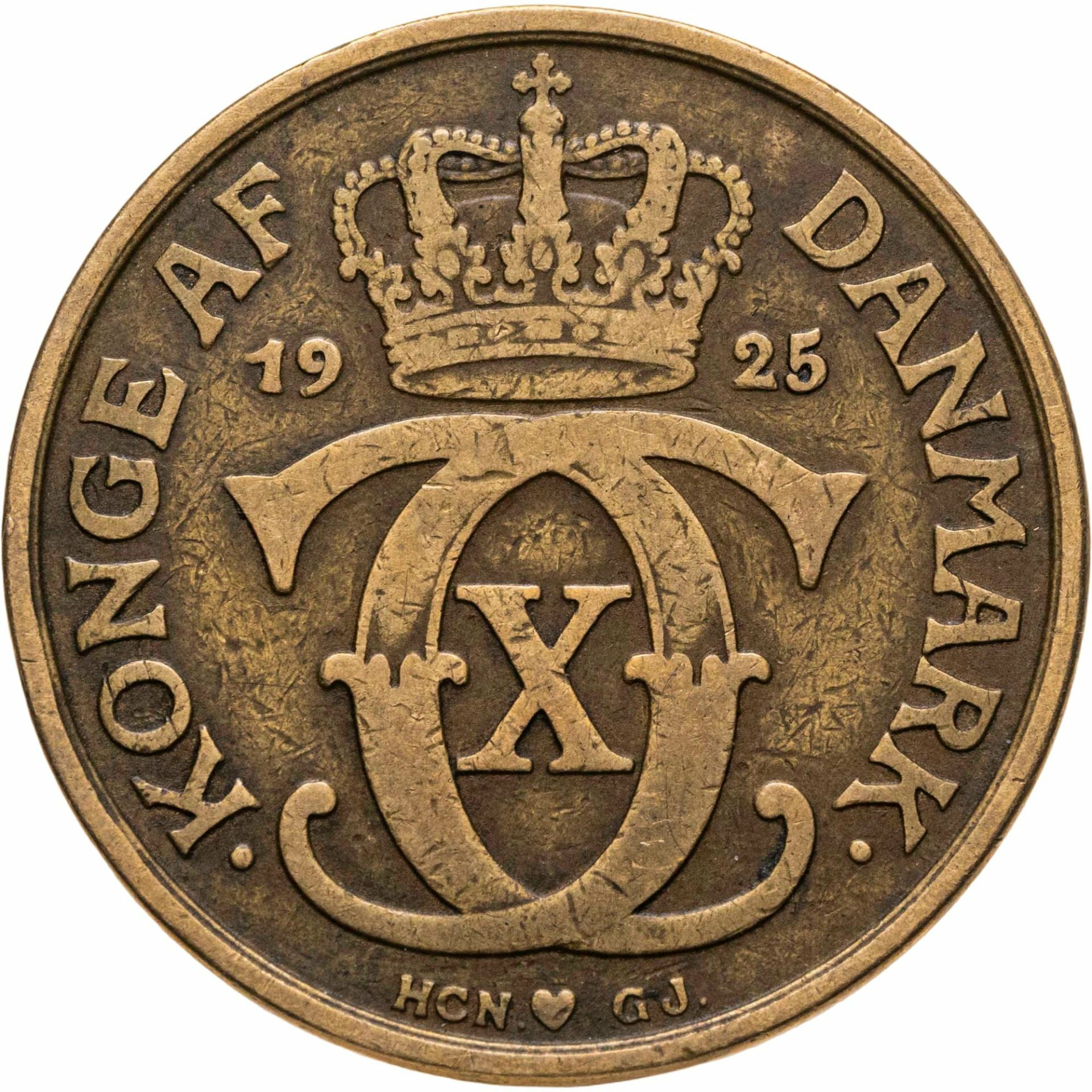 Дания 2 кроны 1925, Бронза, в сохранности VF